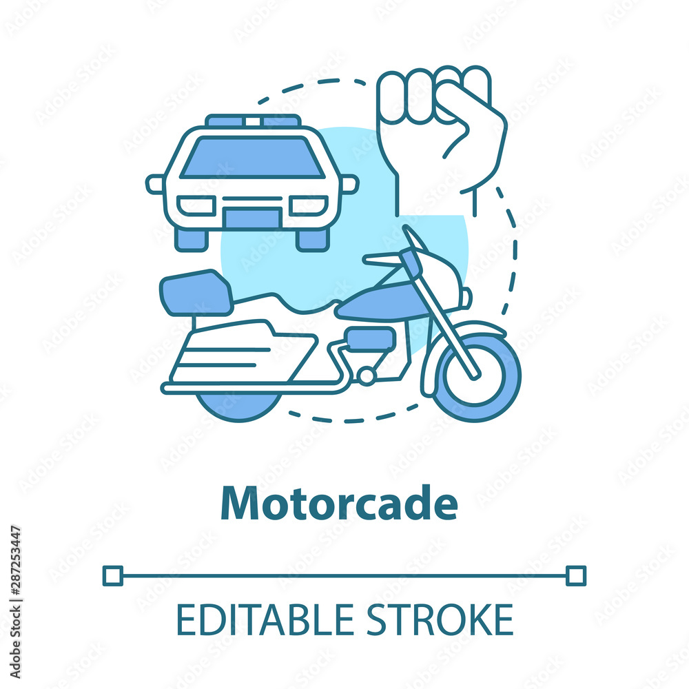 Motorcade concept icon. Vehicles procession idea thin line illustration ...