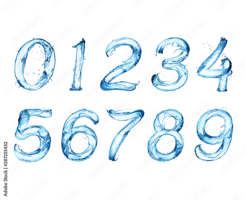 Numbers made of water splashes on a white background Stock Illustration ...