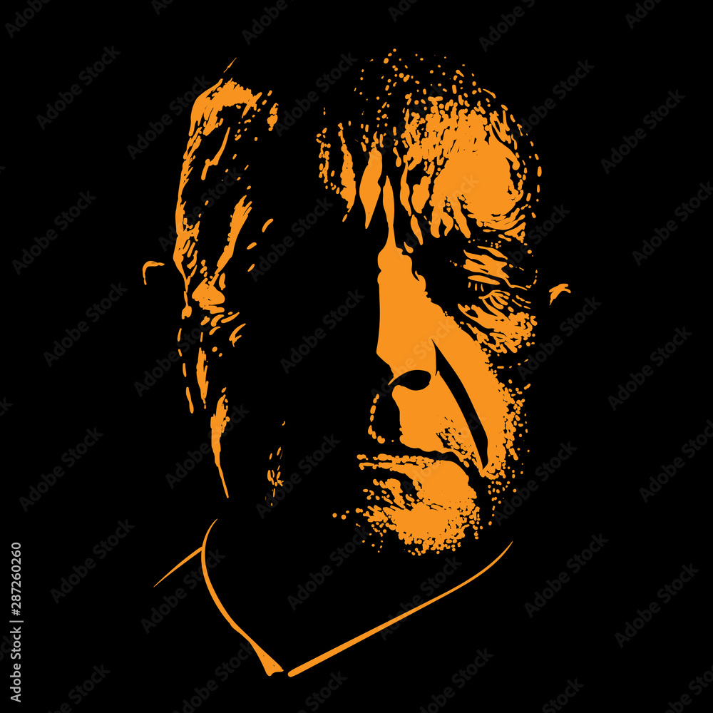 Old sad man portrait in contrast backlight Vector Stock Vector | Adobe ...