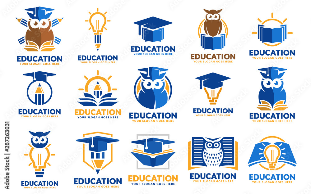 Set of education logo design templates, educational logo design ...