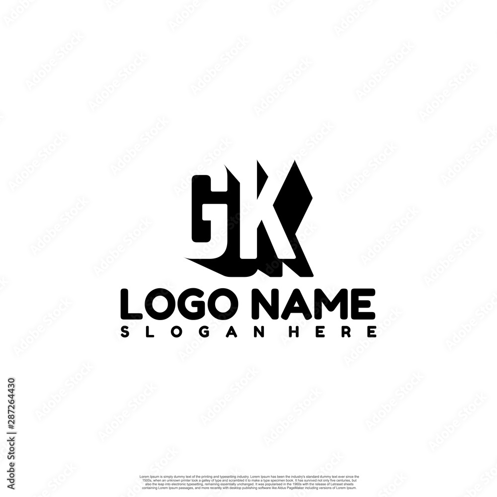 GK Letter Initial Logo Design in shadow shape design concept. Stock ...