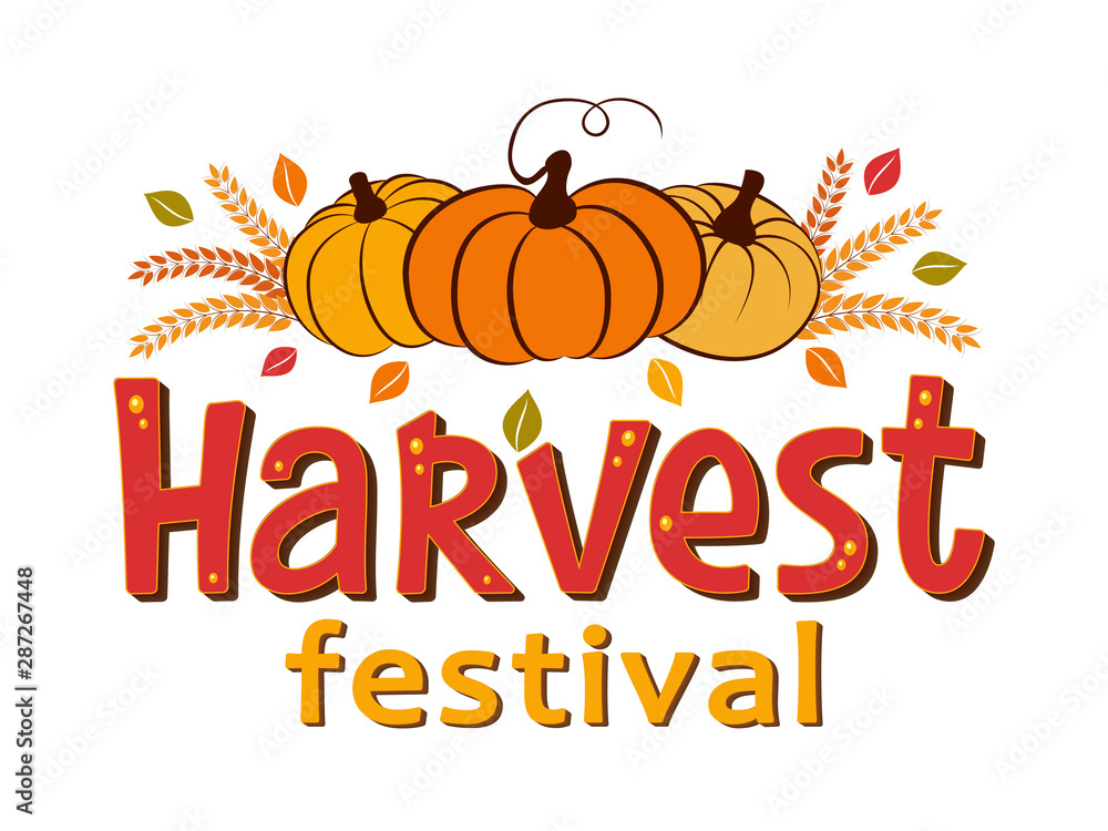 Harvest Festival hand drawn lettering and typographic text with ...