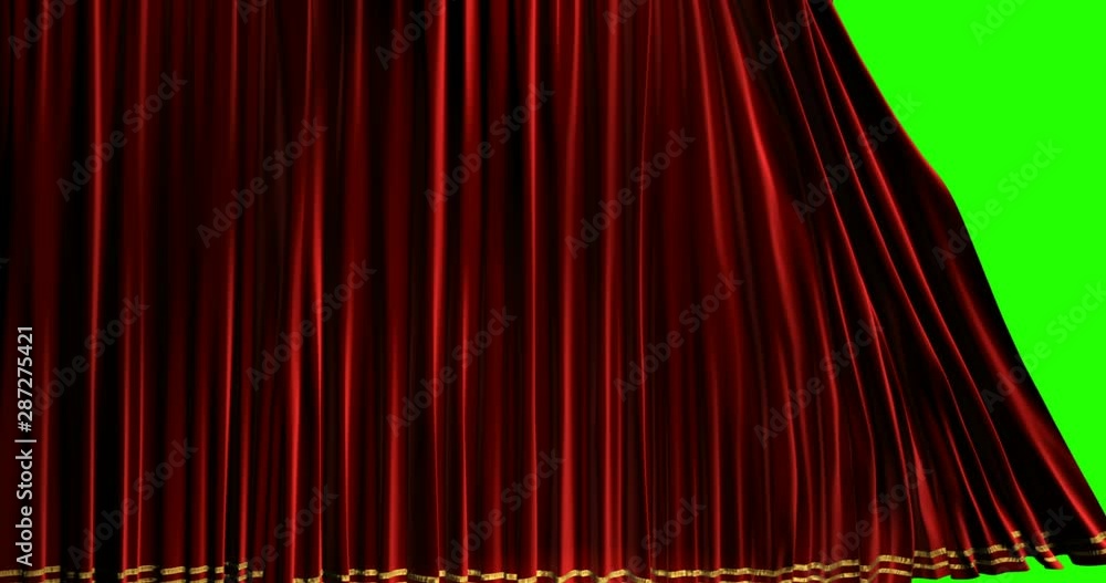 high quality animation perfectly red curtain opening movement ...