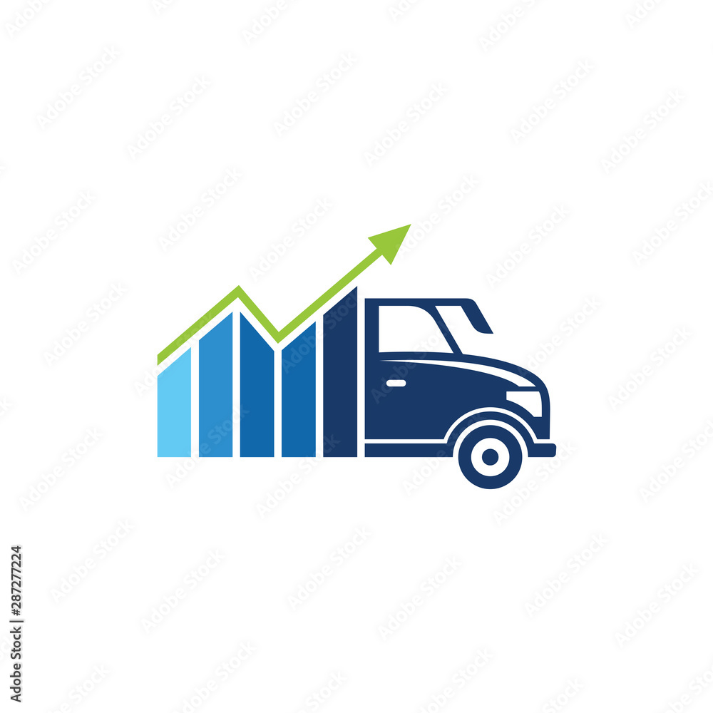 truck logo design with marketing chart/graph shape, transportation ...