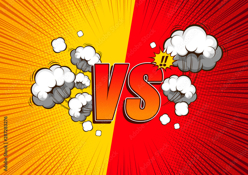 Versus VS, fight background comic, speech bubbles , doodle art, Vector ...