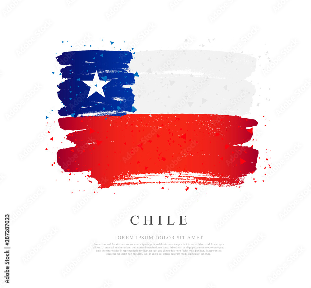 Chile flag. Brush strokes are drawn by hand. Independence Day. Stock ...