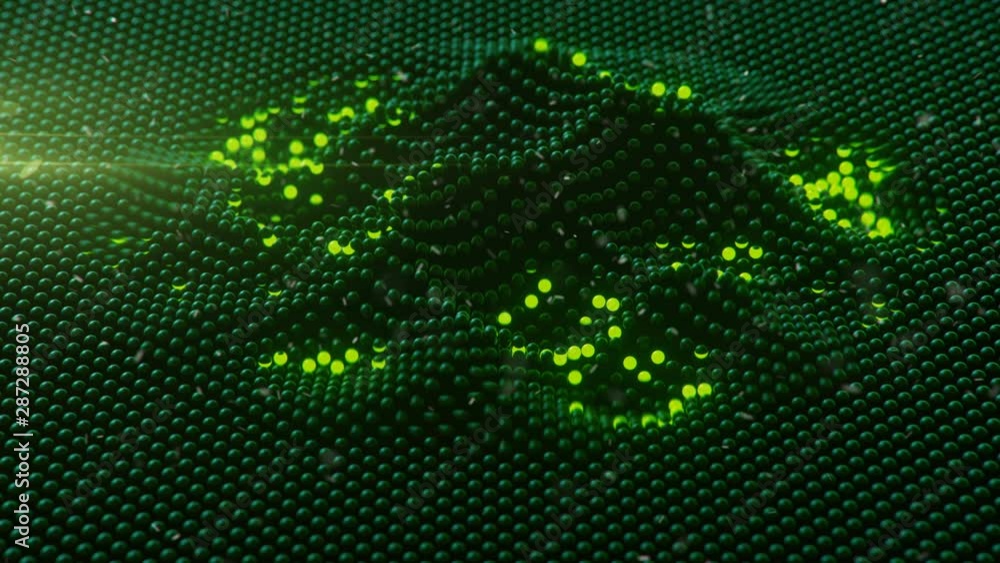 Shockwave on surface of green glowing spheres Stock Video | Adobe Stock