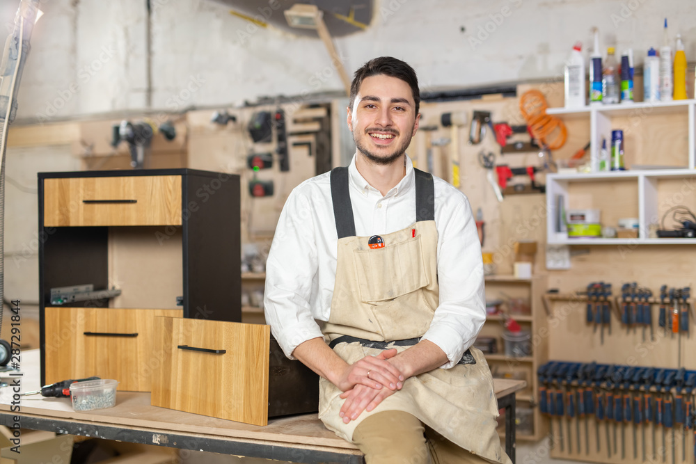 furniture factory, Small-Sized Companies and people concept - Portrait ...