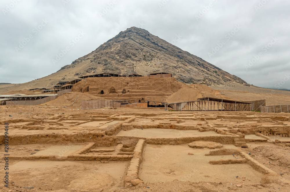 The Moche archaeological site of the Huaca de la Luna or the Moon ...