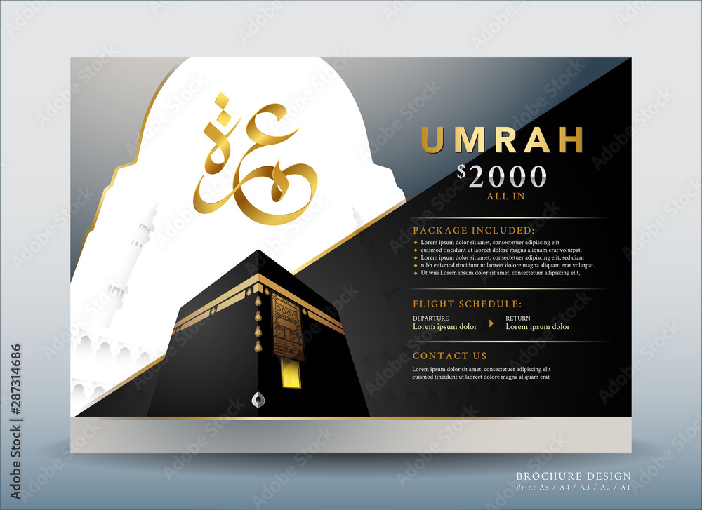 Hajj or Umrah template, banner, flyer, brochure, background vector ...
