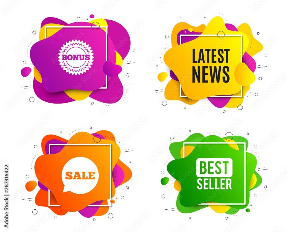 Latest news symbol. Liquid shape, various colors. Media newspaper sign ...