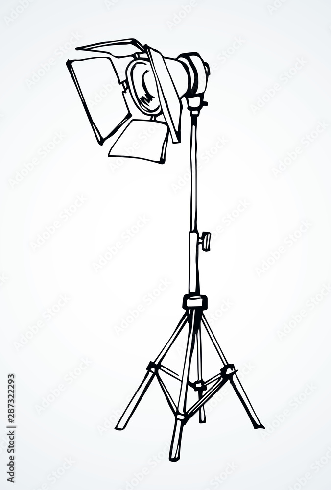 Spotlight on a stand. Vector drawing Stock Vector | Adobe Stock