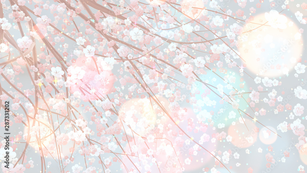 Beautiful sakura with glowing lights effect. 3d rendering picture ...