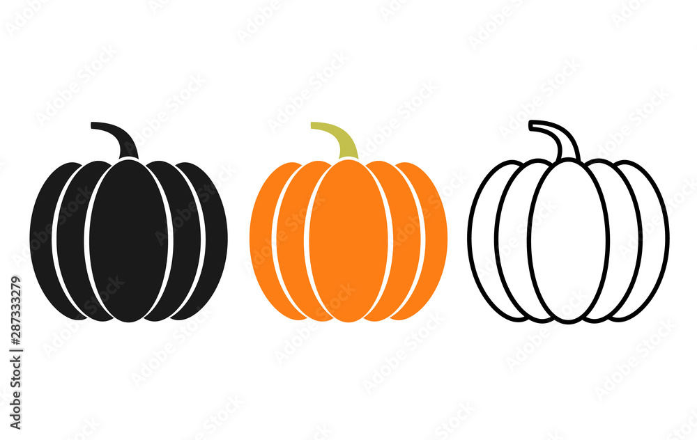 Pumpkin icon. Vector. Autumn Halloween or Thanksgiving pumpkin symbol ...