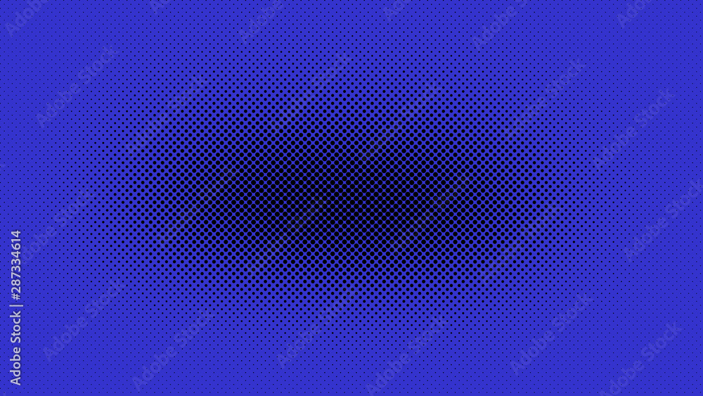 Dark blue pop art background in vitange comic style with halftone dots ...