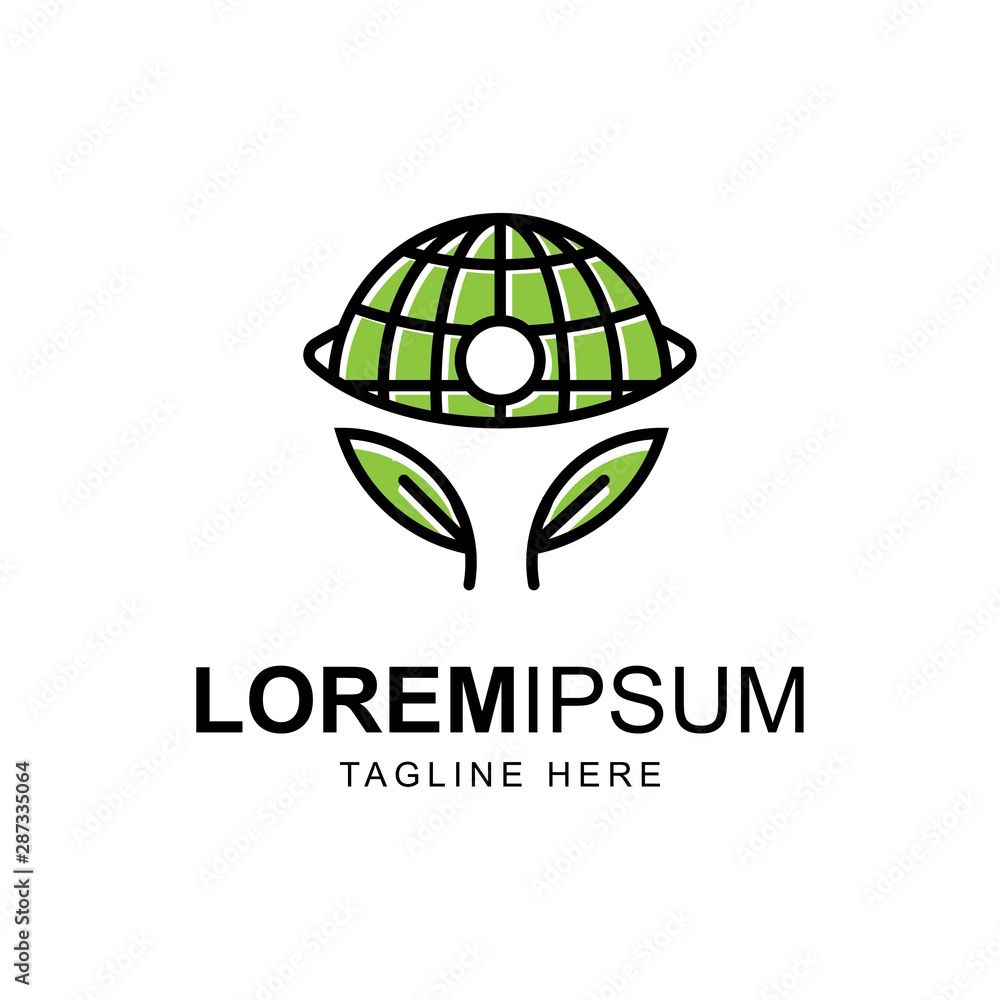 globe with human symbol logo design template.Safe earth illustration ...