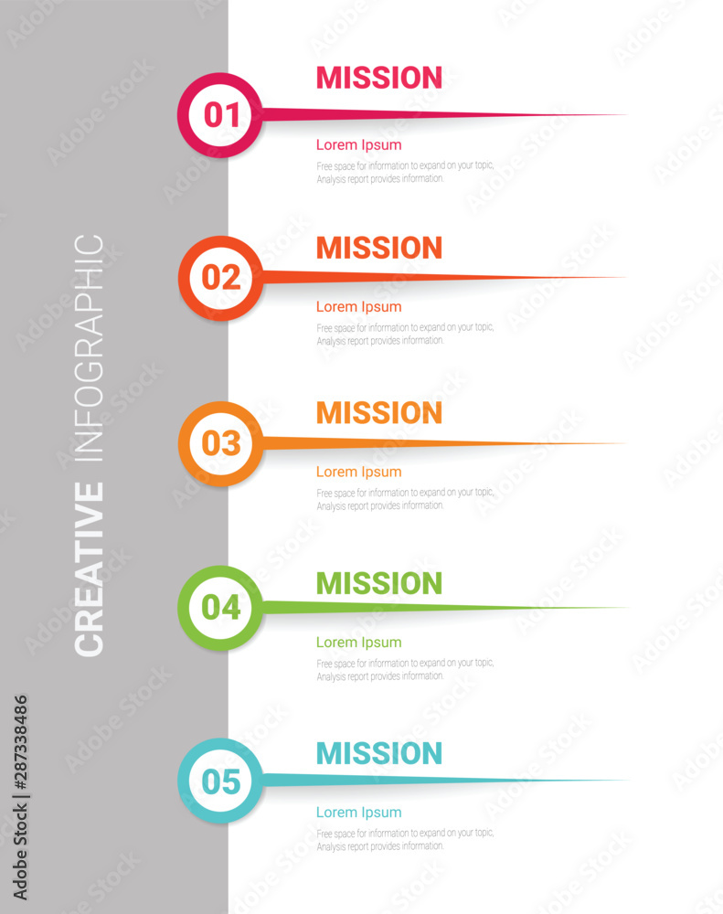 Presentation infographic template with 5 options, vector infographics ...