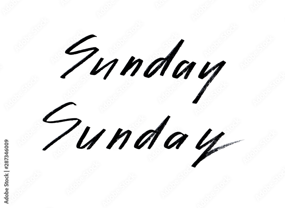 Sunday hand written lettering with black marker isolated on white. Free ...
