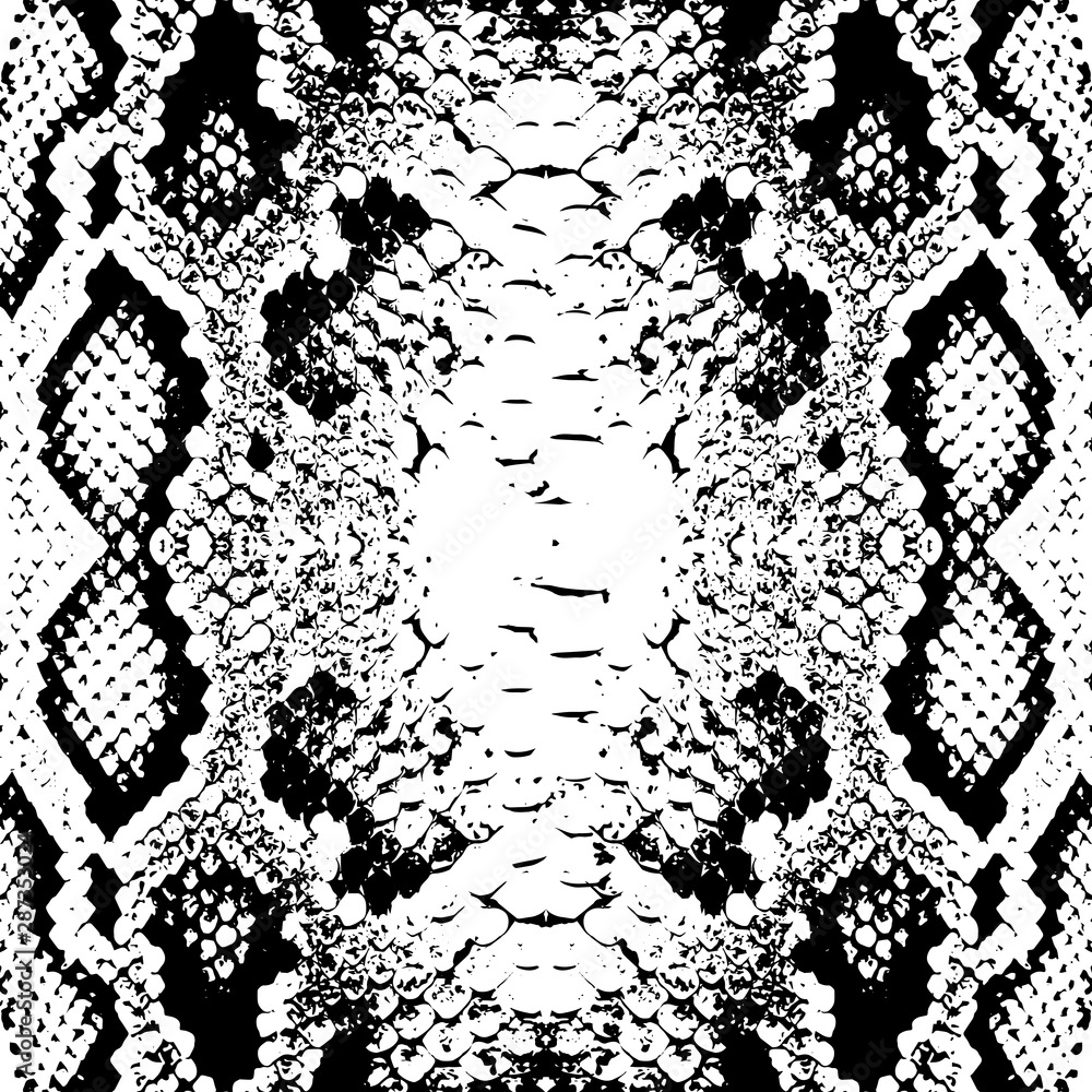 Snake skin scales texture. Seamless pattern black isolated on white ...