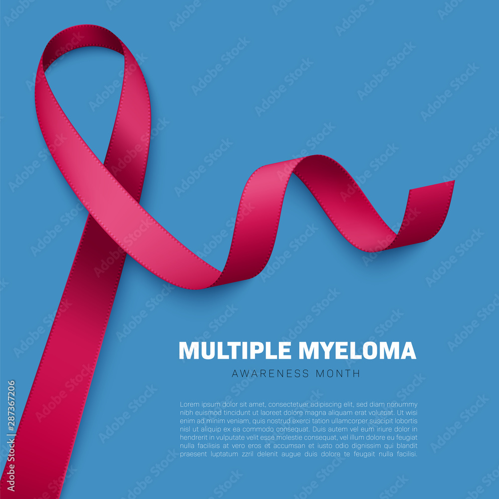 Realistic burgundy ribbon. Symbol of multiple myeloma, meningitis ...