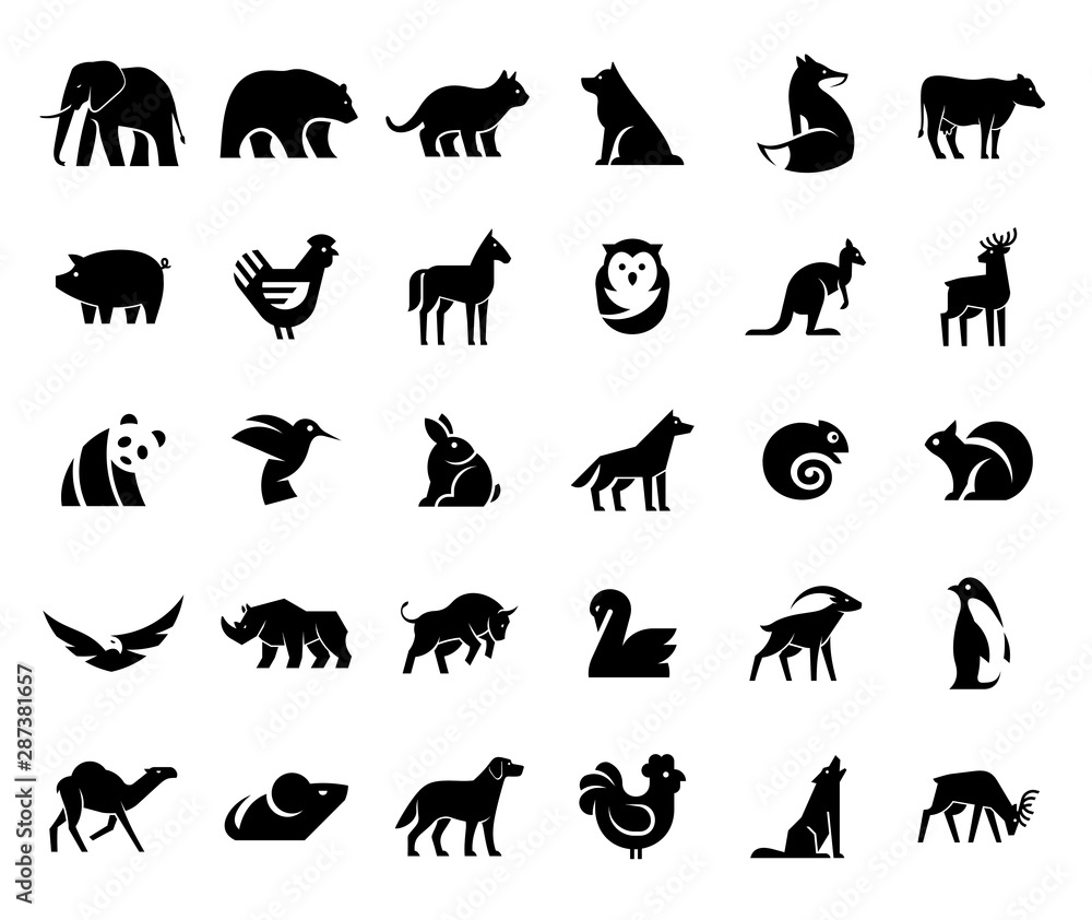 Animals logos collection. Animal logo set. Isolated on White background ...