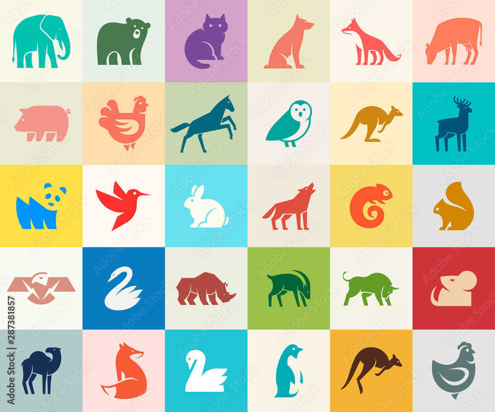Animals logos collection. Animal logo set Stock Vector | Adobe Stock