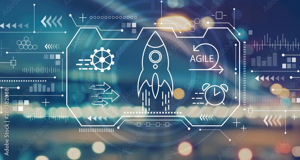 Agile concept with blurred city abstract lights background Stock Photo ...