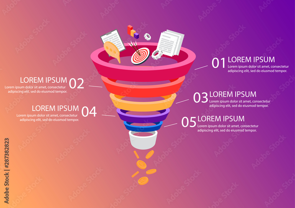 Vetor de Sales Funnel Business infographics. do Stock | Adobe Stock