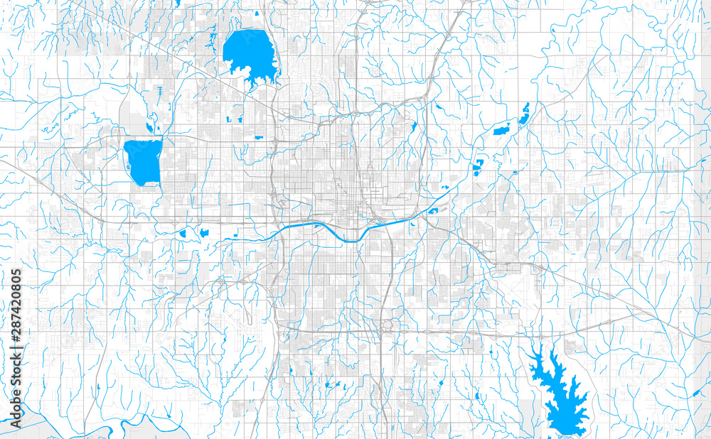 Rich detailed vector map of Oklahoma City, Oklahoma, U.S.A. Stock ...