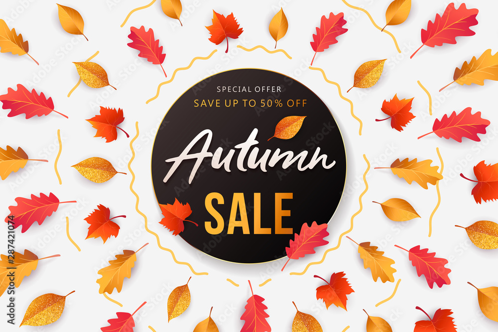 Autumn Sale background, banner, poster or flyer design. Vector ...