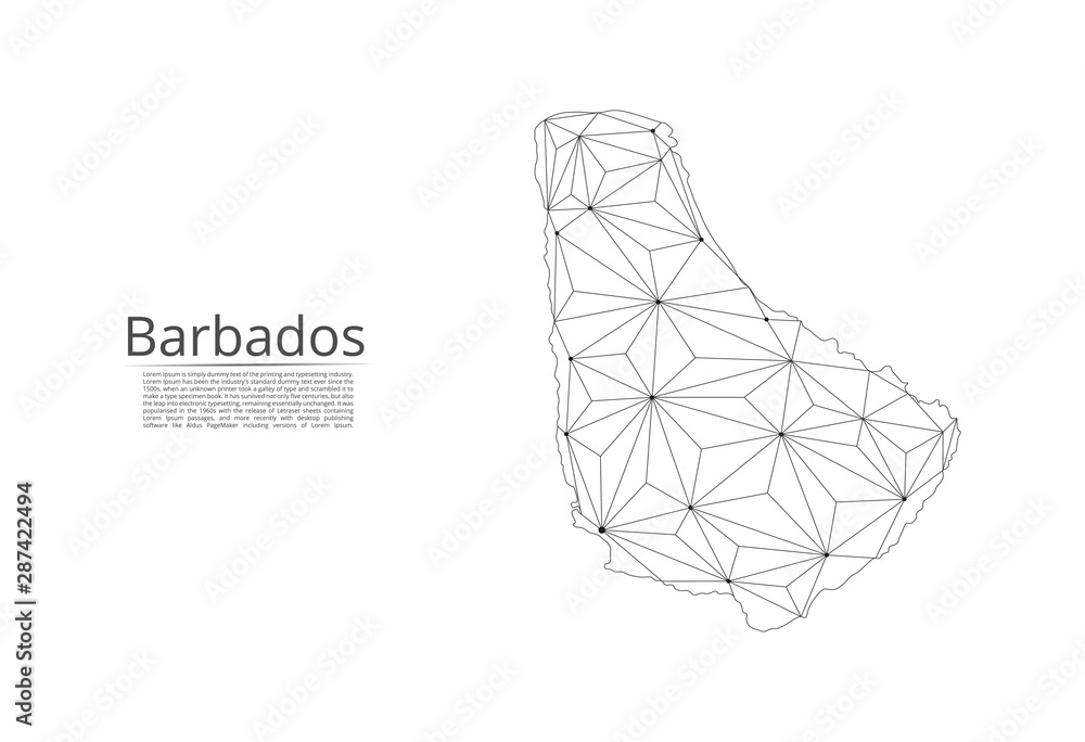 Map of Barbados connection. Vector low-poly image of a global map with ...