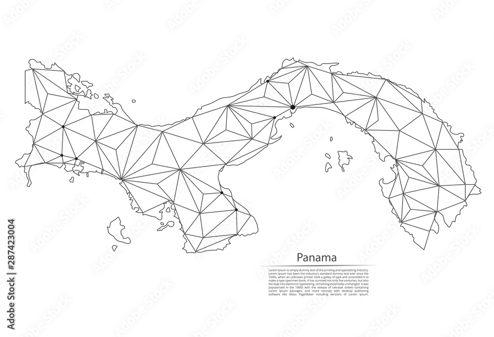 Map of Panama connection. Vector low-poly image of a global map with ...