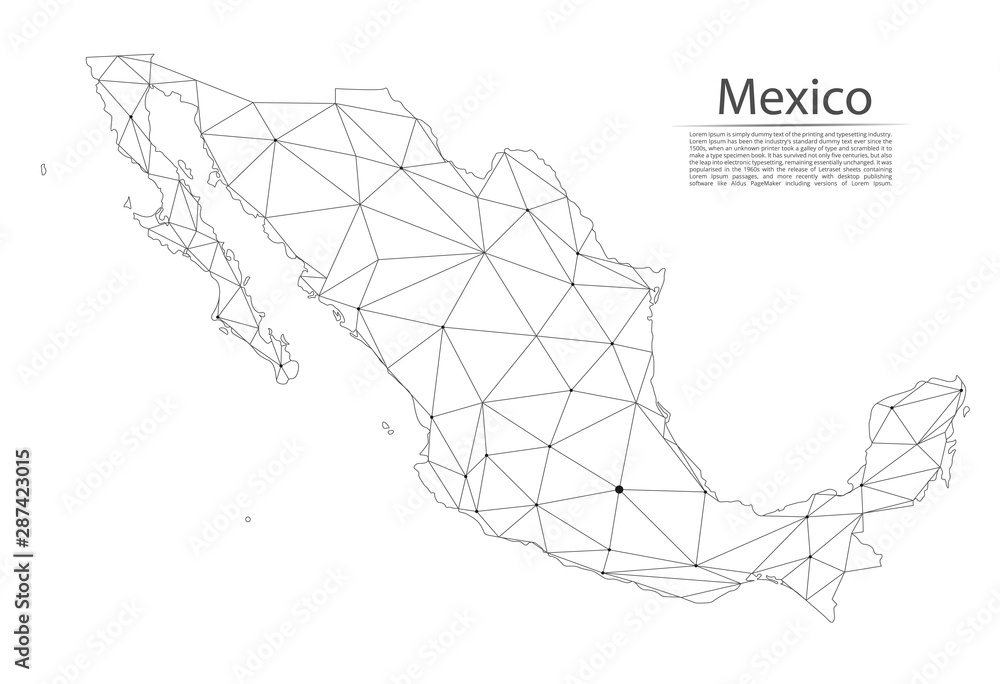 Map of Mexico connection. Vector low-poly image of a global map with ...