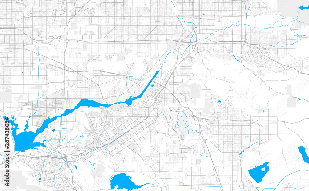 Rich detailed vector map of Riverside, California, U.S.A. Stock Vector ...