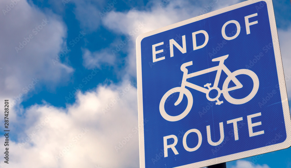 End of Cycle Route - Road Blue and White Reflective Sign for UK ...