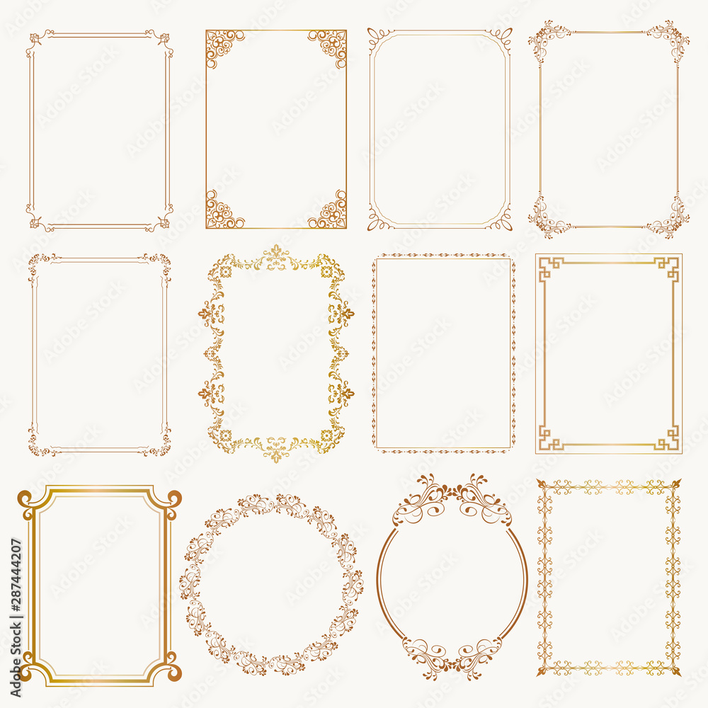 Calligraphic frame set. Borders corners ornate frames. Vector Stock ...