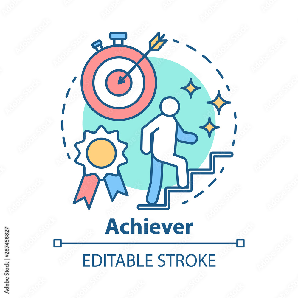 Achiever concept icon. Successful person idea thin line illustration ...