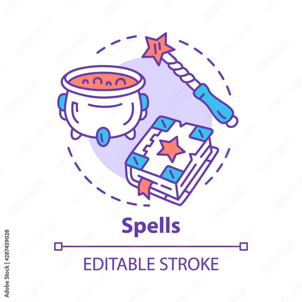 Spells concept icon. Witchcraft and wizardry idea thin line ...