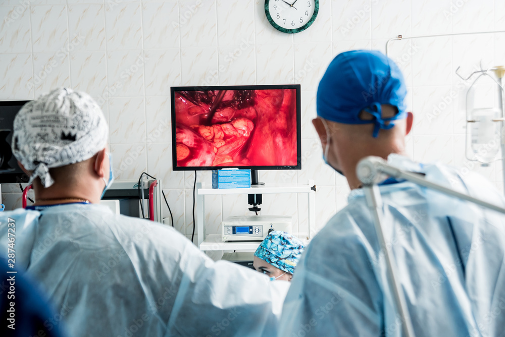 Process of gynecological surgery operation using laparoscopic equipment ...