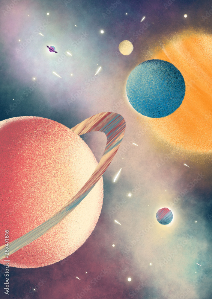 Space background.Hand drawing.Illustration of cosmos. Stock ...