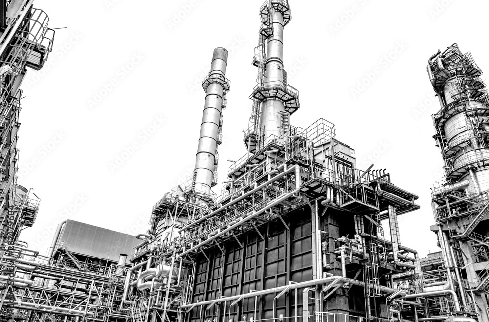 Oil and gas industry,refinery factory,petrochemical plant area at white ...