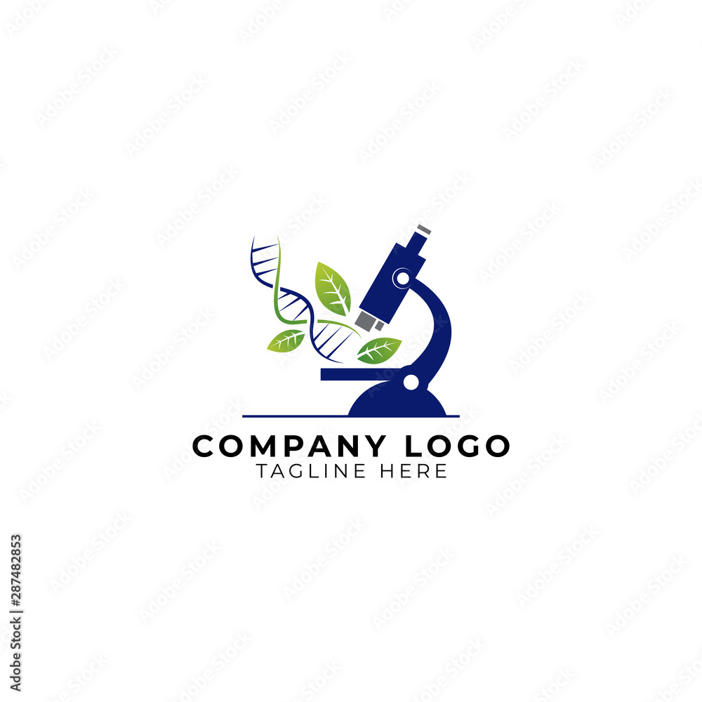 botanicals research with microscope logo vector icon ilustration ...