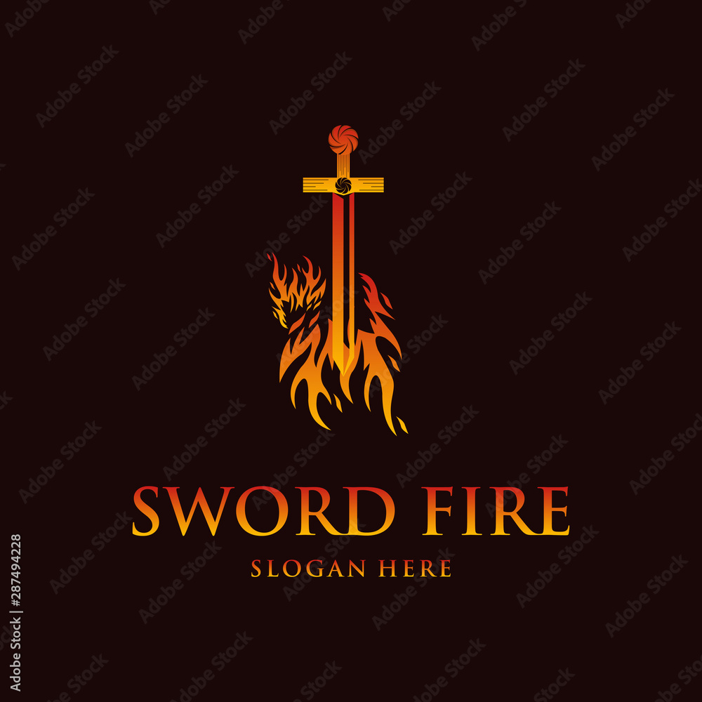 Sword Church Of Fire Creative Logo Stock Vector | Adobe Stock
