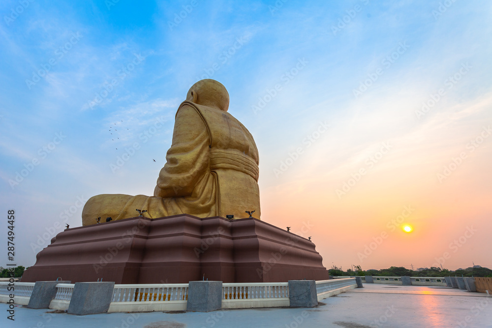sunrise at the big Buddhist Monks Luang Phor Tuad Statue At Buddha ...