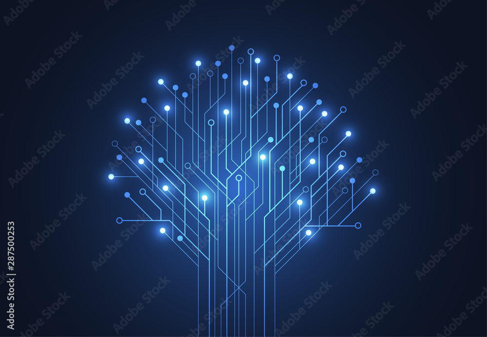 Abstract background with technology tree circuit board texture ...