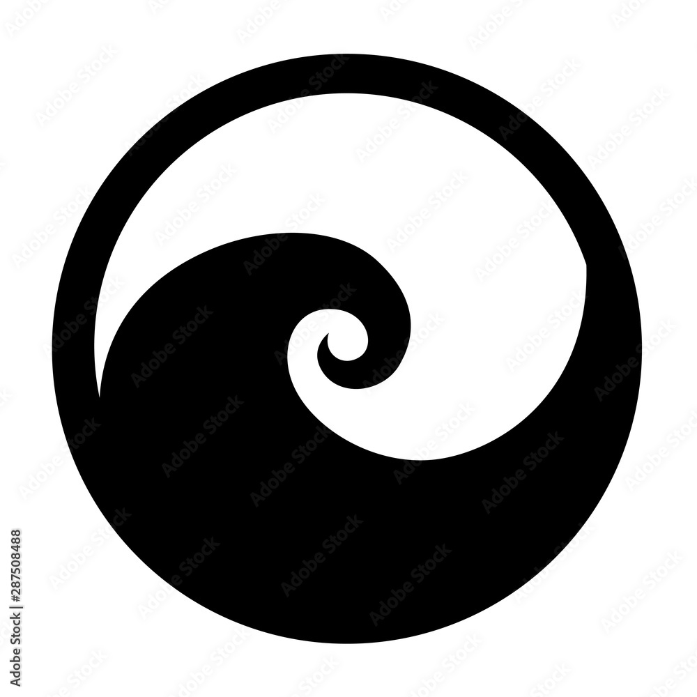 Koru spiral icon in black stylised maori tribal tattoo Stock Vector ...