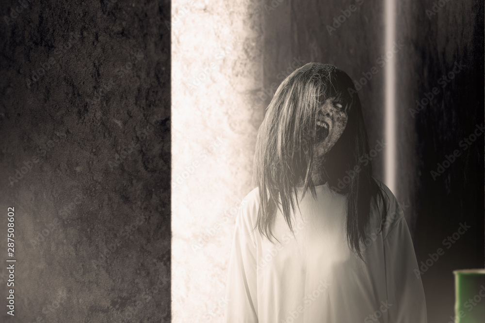 Scary ghost woman with blood and angry face haunted the abandoned ...