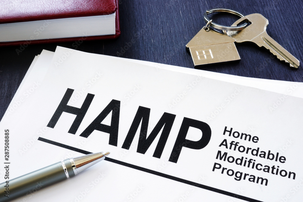 Stack of Home Affordable Modification Program HAMP documents. Stock ...