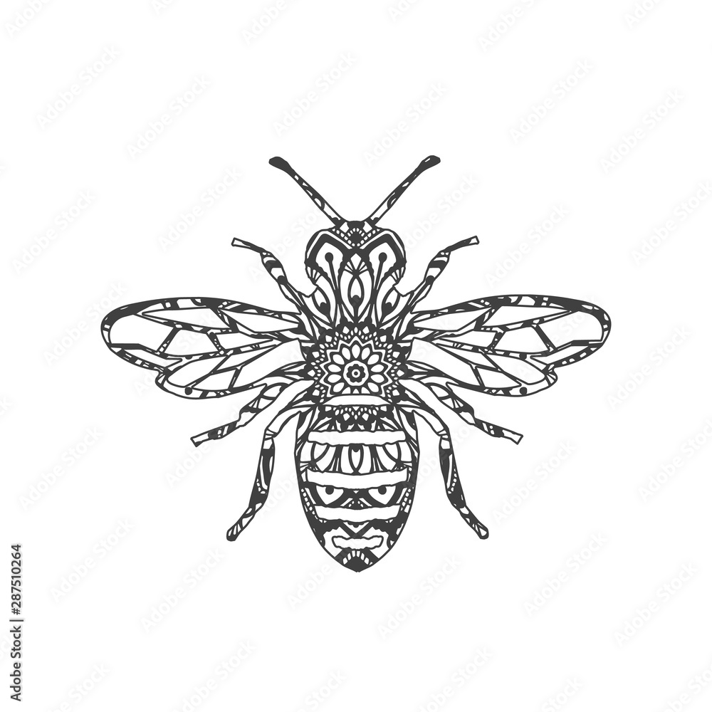 Abstract Ornamental Bee Shape. Vector Honey Bee for Your Design. Stock ...