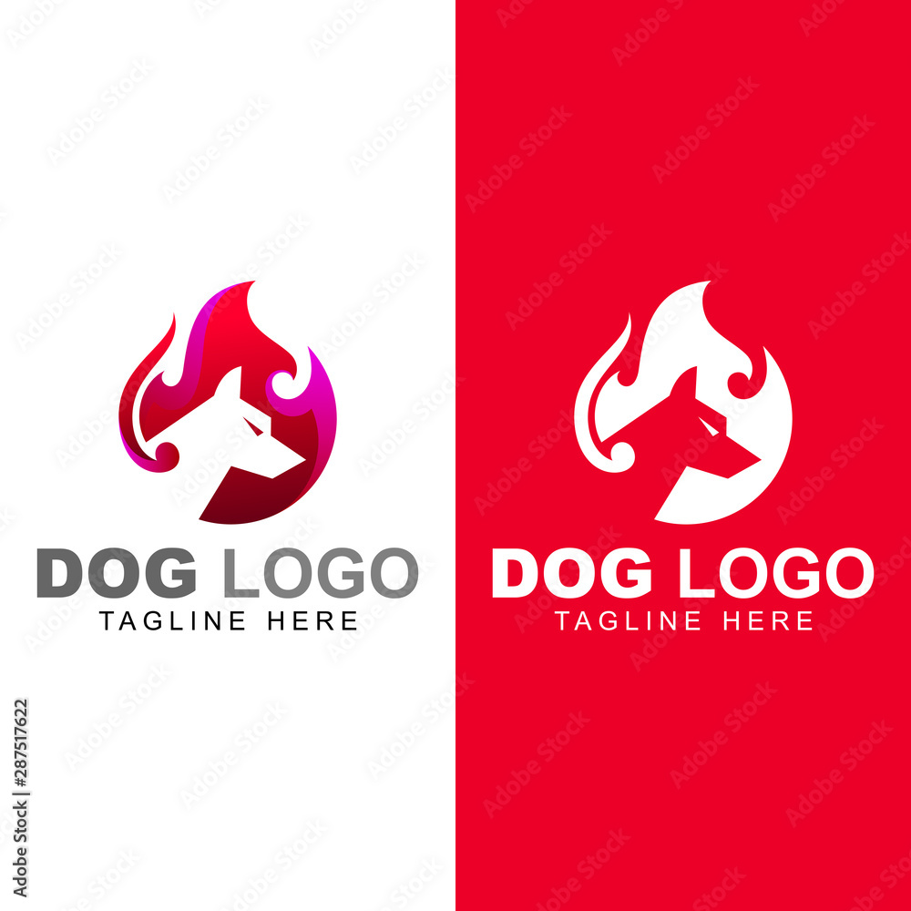 dog logo and fire design vector, Labrador retriever dog logo vector ...